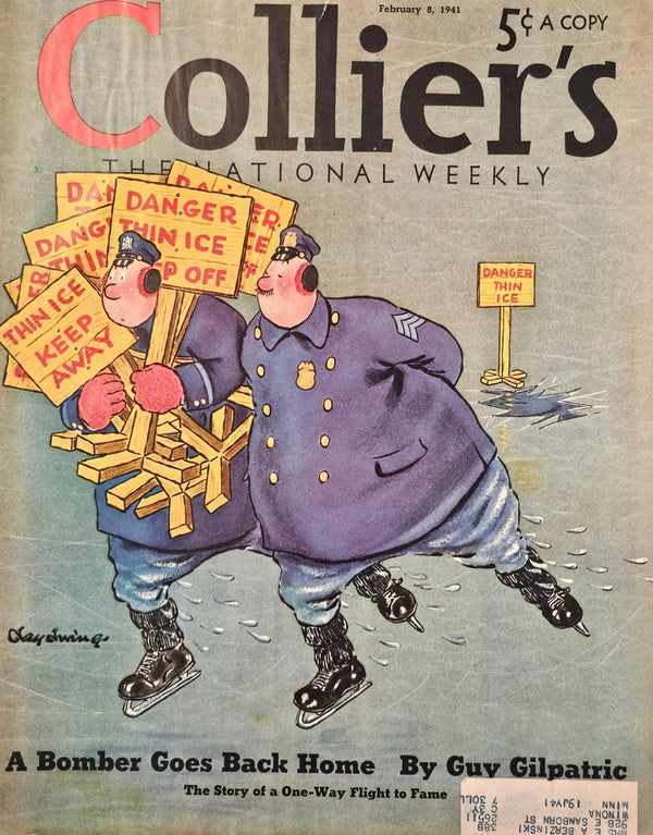 Danger Thin Ice- Collier's Magazine, Vintage Cover Art - Authentic ...