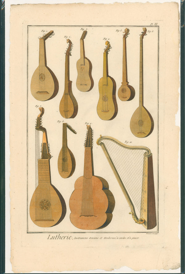 Authentic Vintage Antique Print | Mandolin, Violin, String Instruments ...