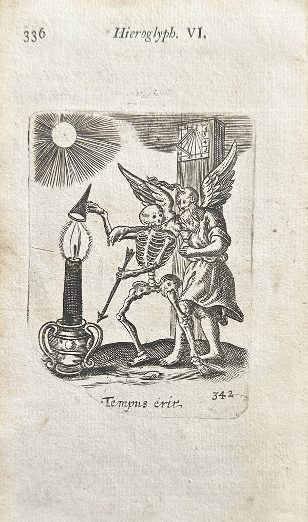 Authentic Vintage Antique Print | Dance of Death- Emblem, Copper Engraving