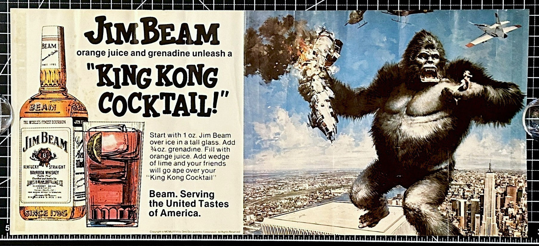 Original Vintage Poster - Jim Bean, King Kong Cocktail - Authentic ...