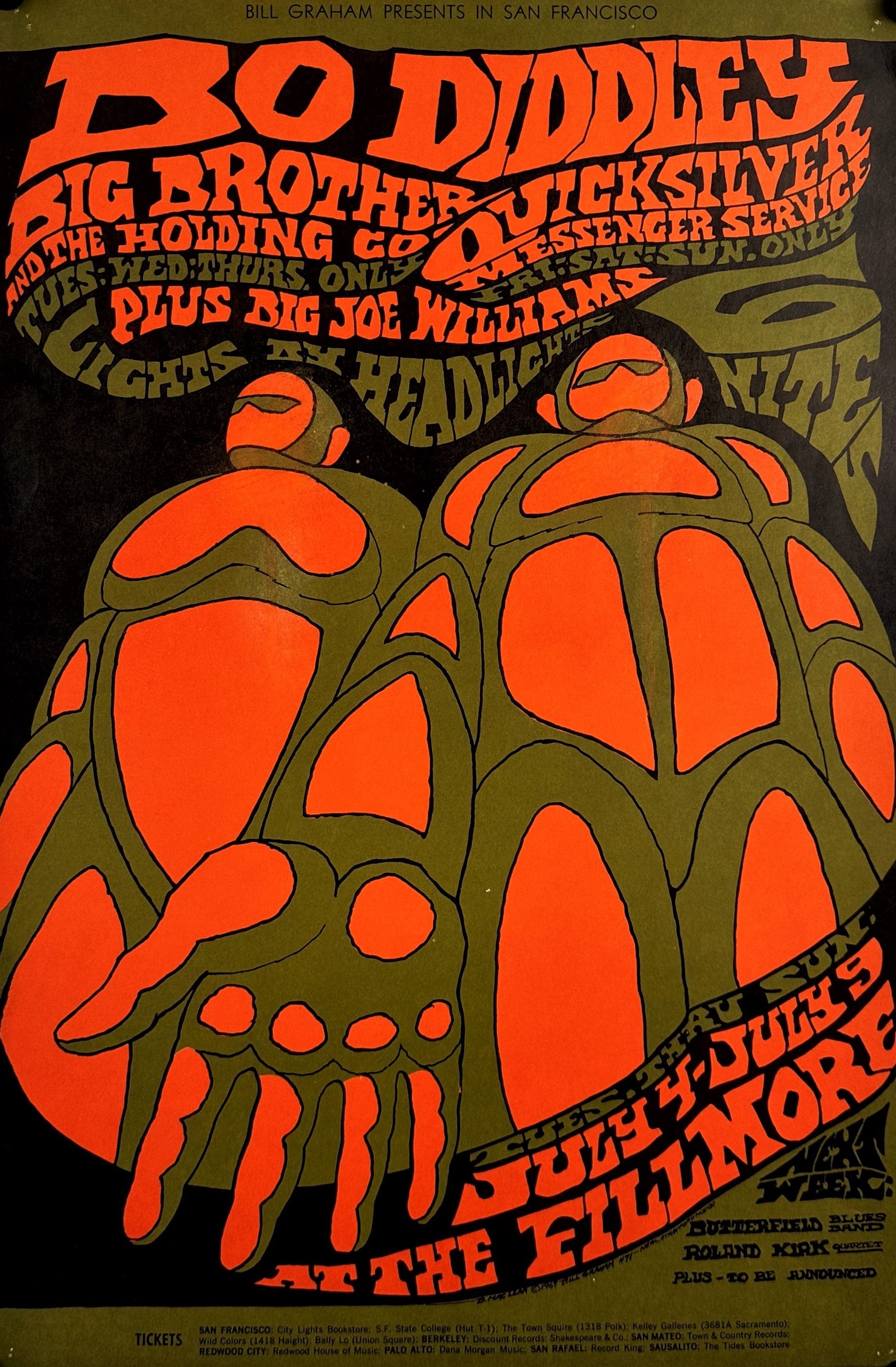 Authentic Vintage Poster | Bo Diddley, Big Brother Holding Co. BG-71