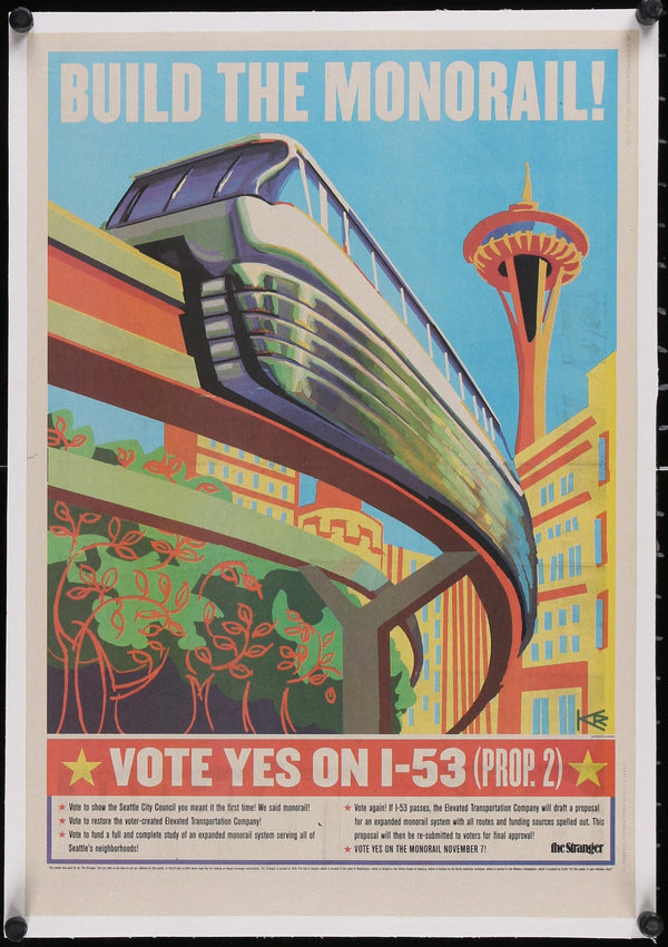 Build The Monorail, Seattle - Authentic Vintage Posters