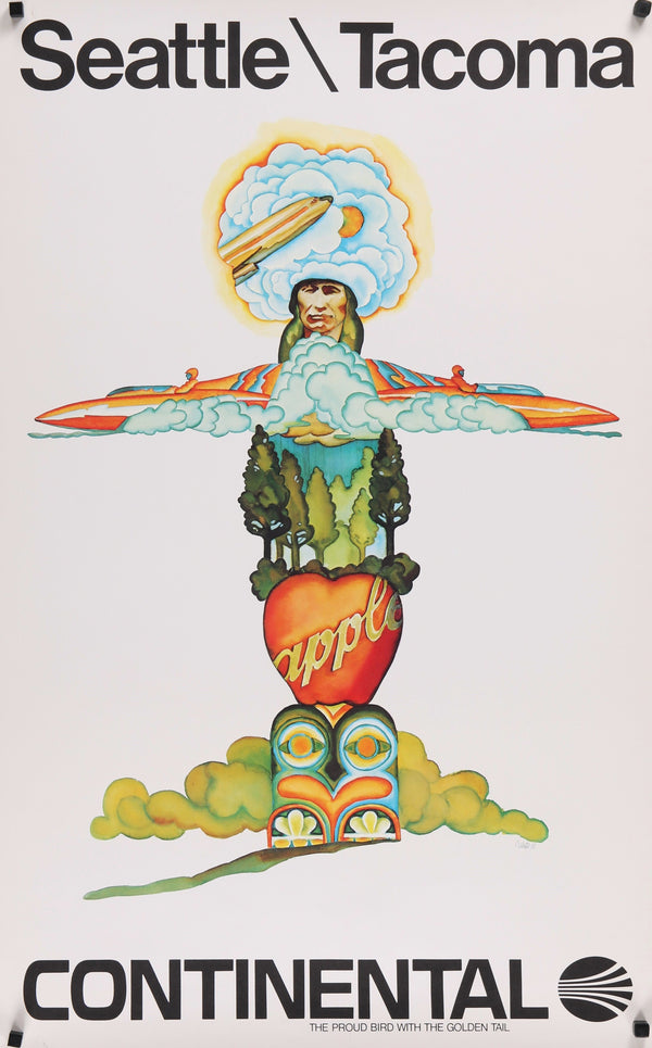 Seattle, Tacoma- Continental Airlines, Original Vintage Poster ...