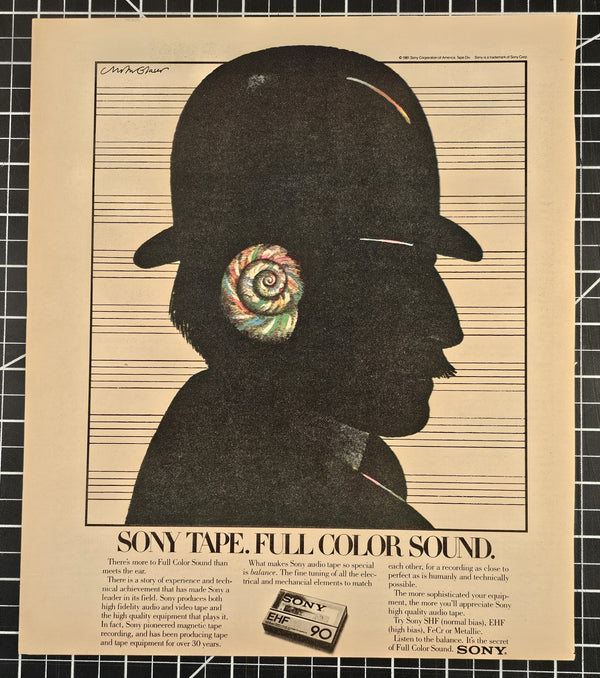 Milton Glaser Sony Tape Ad- Full Color Sound, Vintage Ad - Authentic ...
