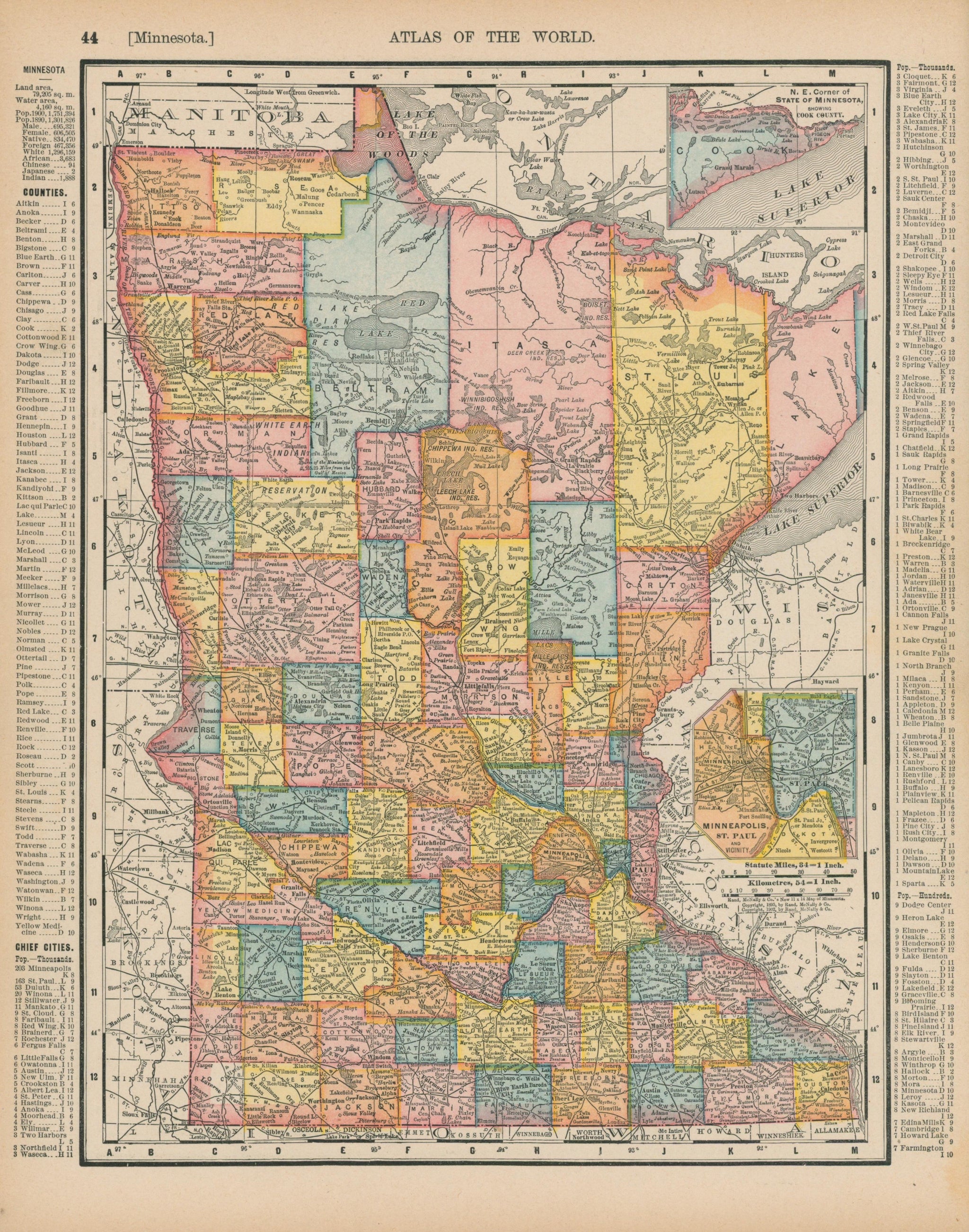 Minnesota- Atlas of the World - Authentic Vintage Posters