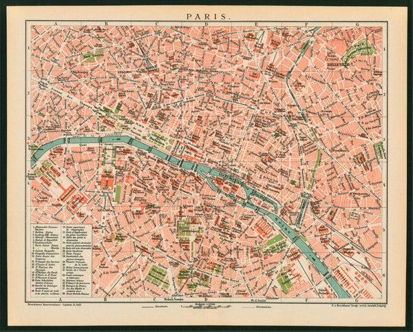 Paris, France- Antique Map- Original Antique Print - Authentic Vintage ...