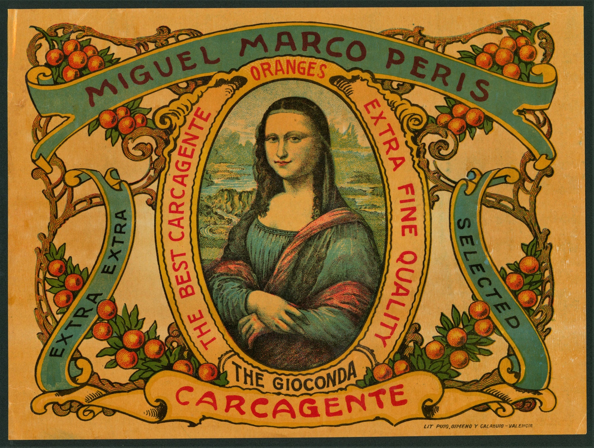 Mona Lisa- Spanish Crate Label - Authentic Vintage Posters