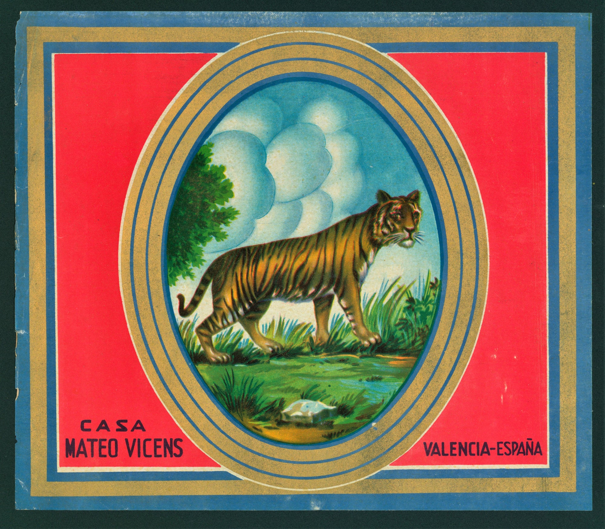Tiger- Spanish Crate Label - Authentic Vintage Posters