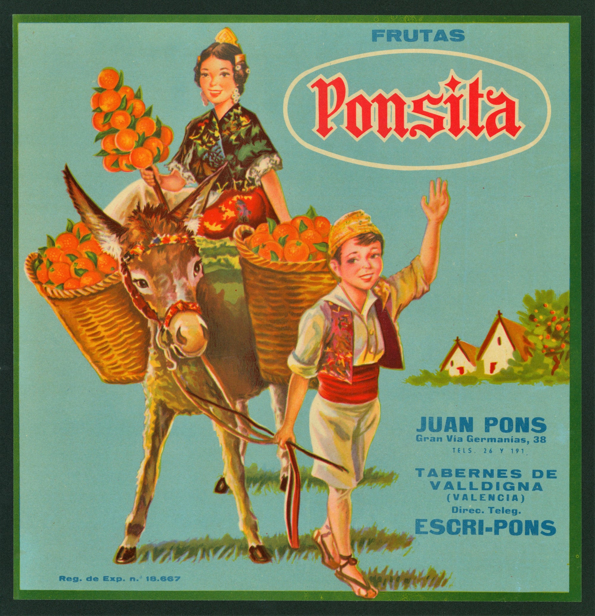Authentic Vintage Antique Print | Ponsita- Spanish Crate Label