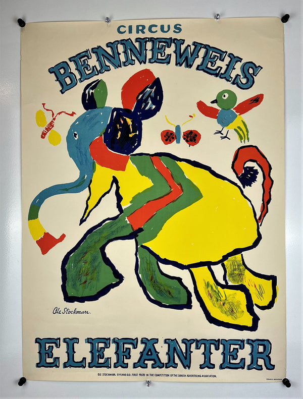 Circus Elephant by Ole Stockmarr Original Vintage Poster - Authentic ...