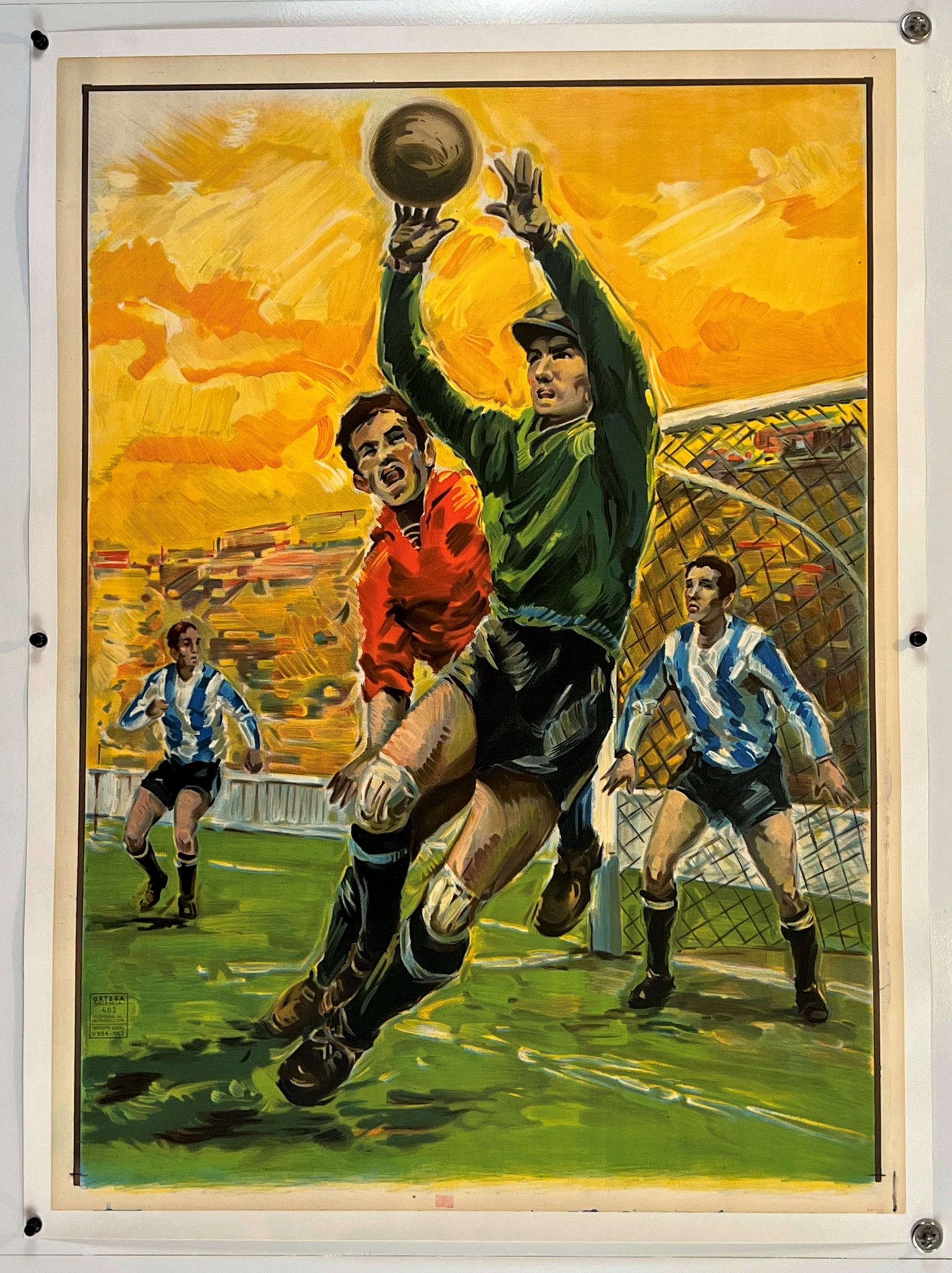 Goalkeeper- Argentina vs. Spain, Original Vintage Poster - Authentic ...