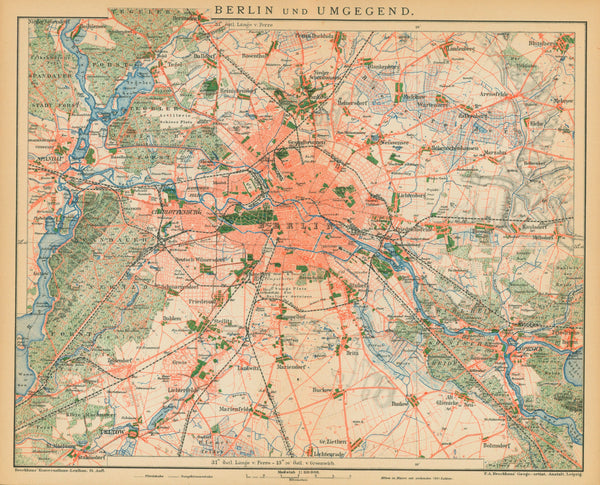 Berlin, Germany- Antique Map- Original Antique Print - Authentic ...